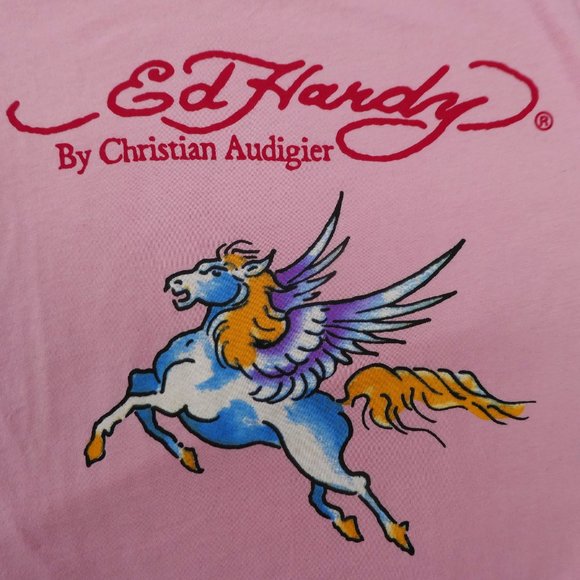 Ed Hardy | Tops | New Ed Hardy Designs Basic Tee Pink Unicorn Crew Neck ...